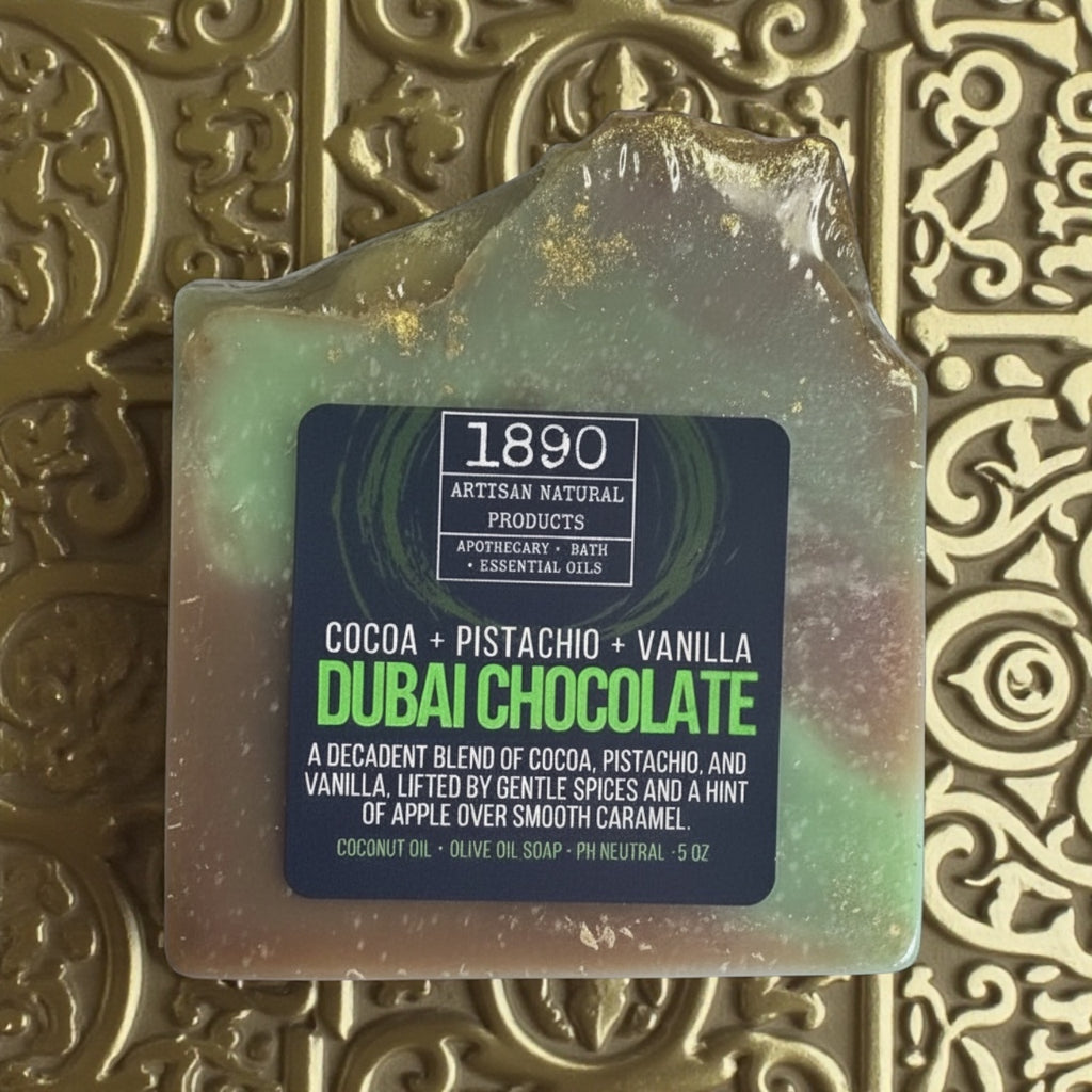 Dubai Chocolate Soap (Cocoa + Pistachio + Vanilla) – 1890 Natural Bath Co